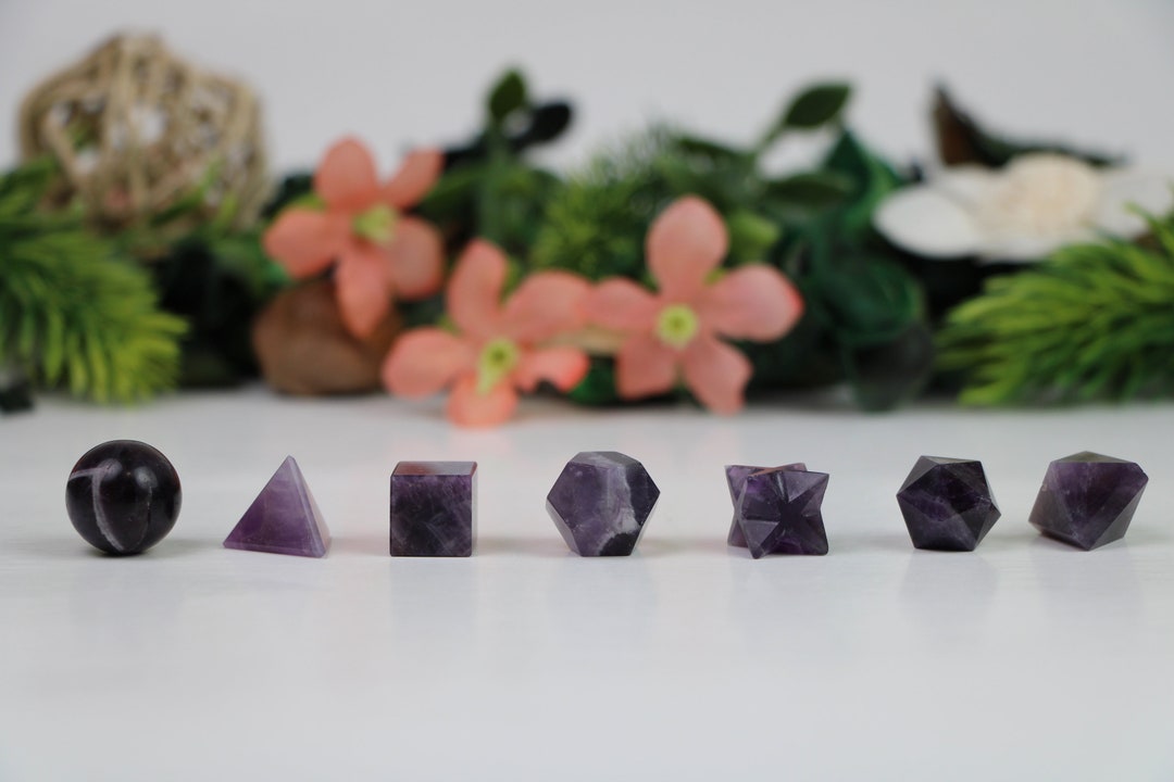 Amethyst Crystal Sacred Geometry Set, Chakra Healing Stones - Etsy