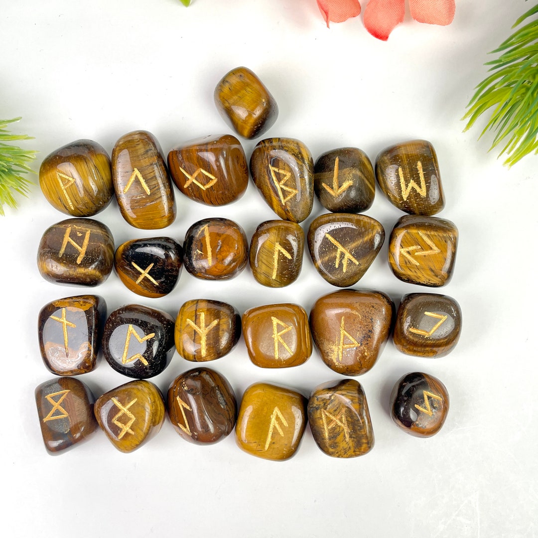 Tigers Eye Rune Sets, Tigers Eye Crystal Healing Crystals 25 Pieces ...
