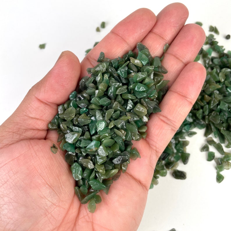 Green Jade Crystal Chips Green Jade Mini Tumbled Stone - Etsy