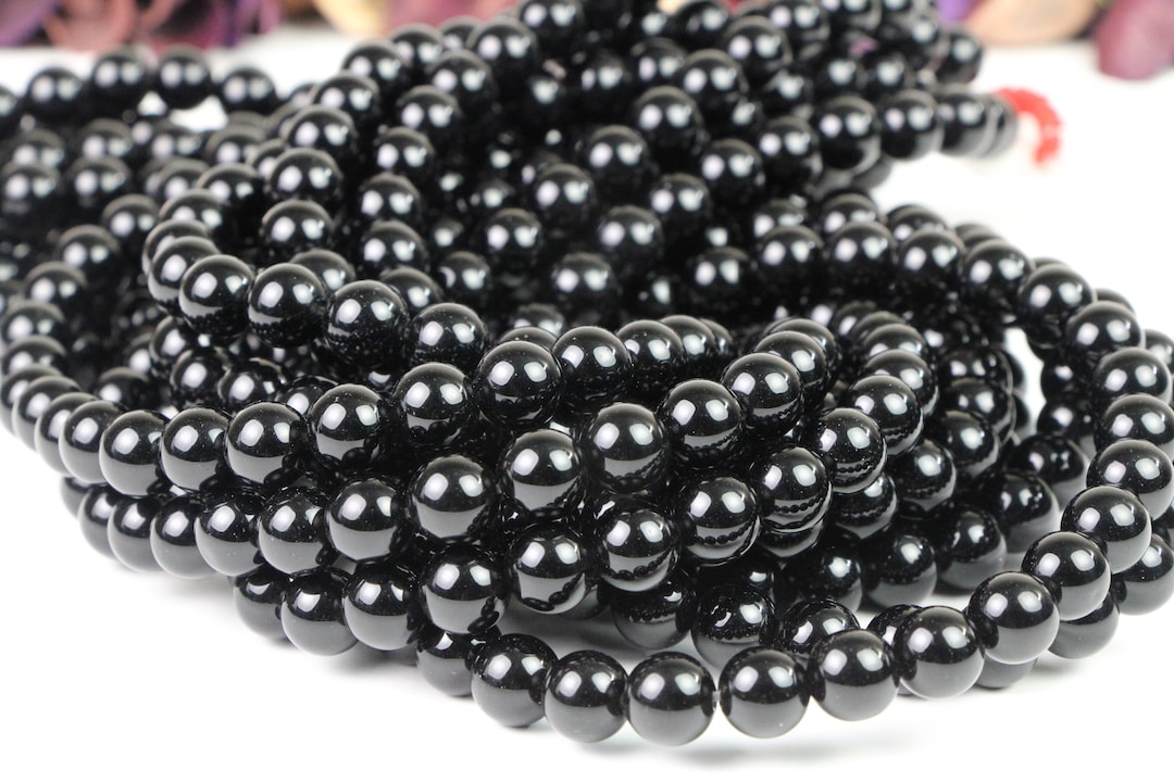 Black Obsidian Gemstone Black Obsidian Beads, Round 8 Mm Beads 15 ...
