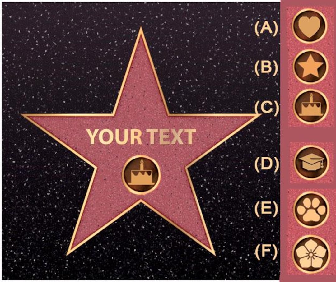 Hollywood Inspired Star, Walk of Fame, Customizable, Personalized ...