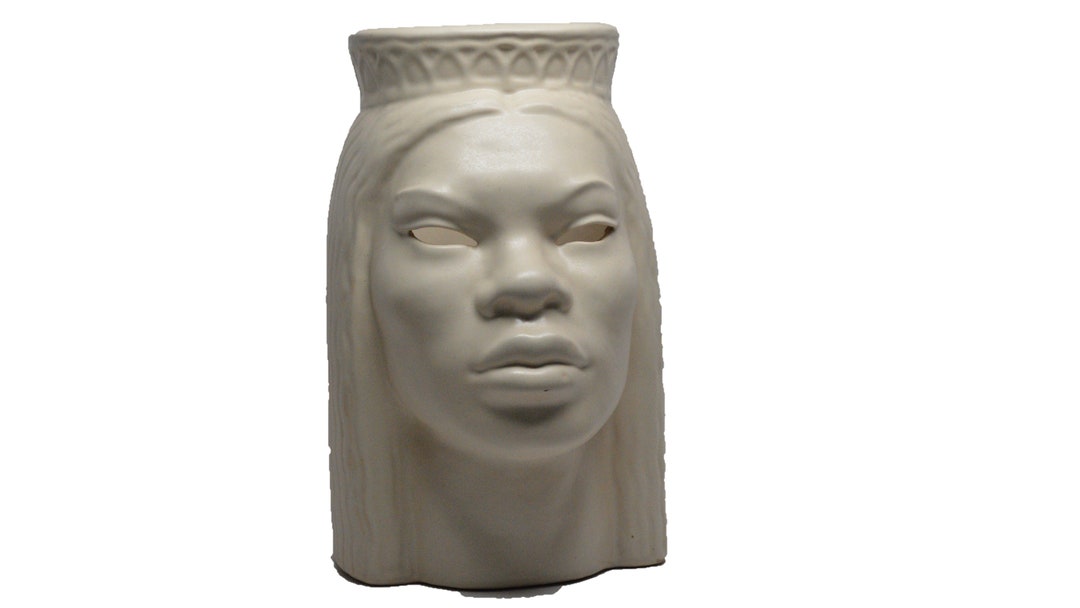 Doane Powell Signed Art Deco White Polynesian Head Sculpture Lamp ...
