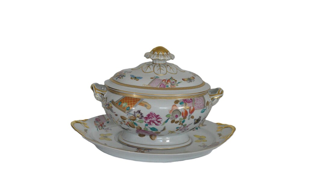 Mottahedeh Vista Alegre Lowestoft Rose Tureen With Underplate - Etsy