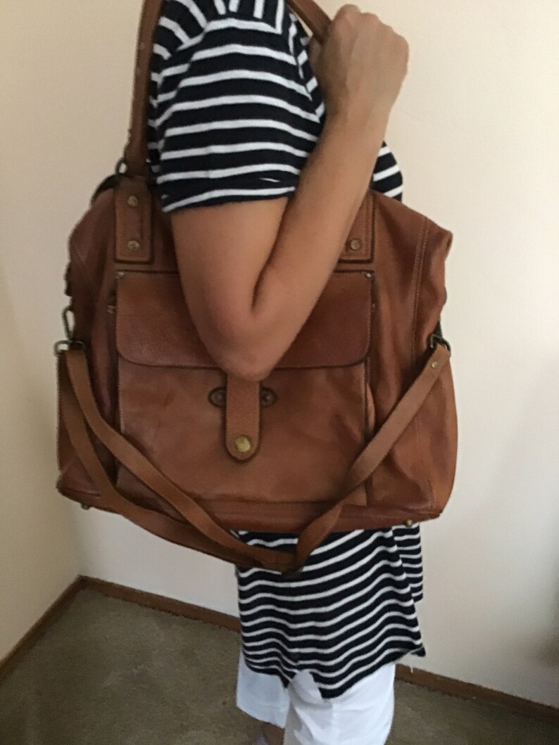 Extra Large Vintage Leather Bag - Etsy