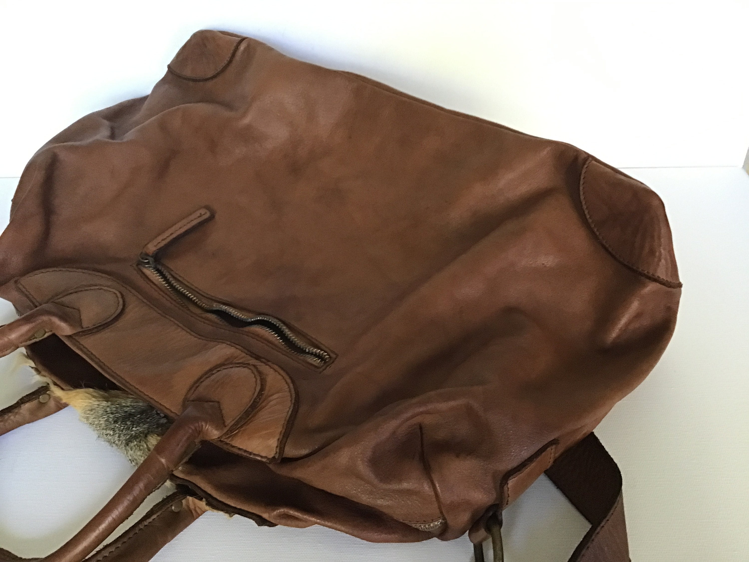 Extra Large Vintage Genuine Leather Bag - Etsy