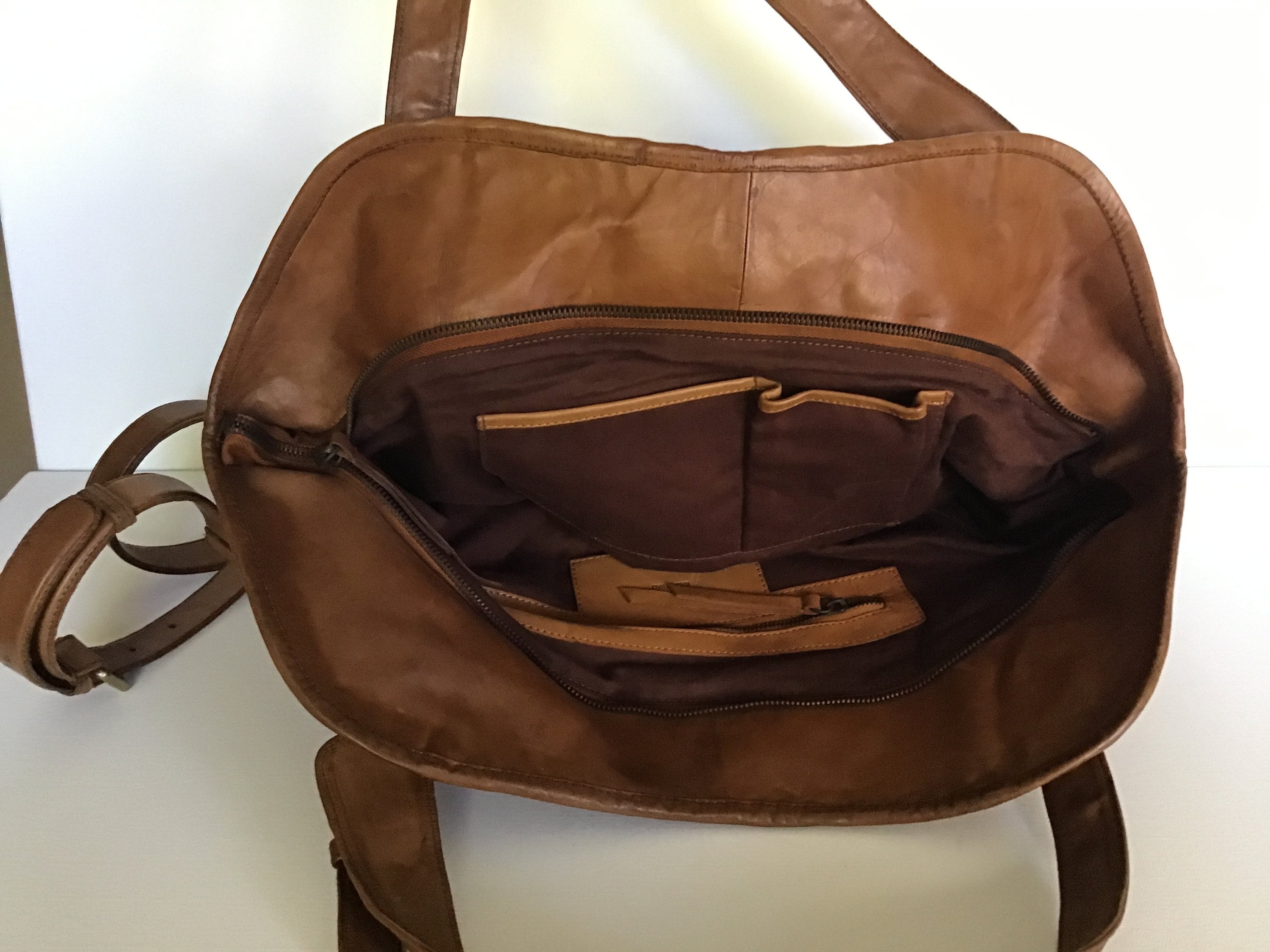 Extra Large Vintage Leather Bag - Etsy