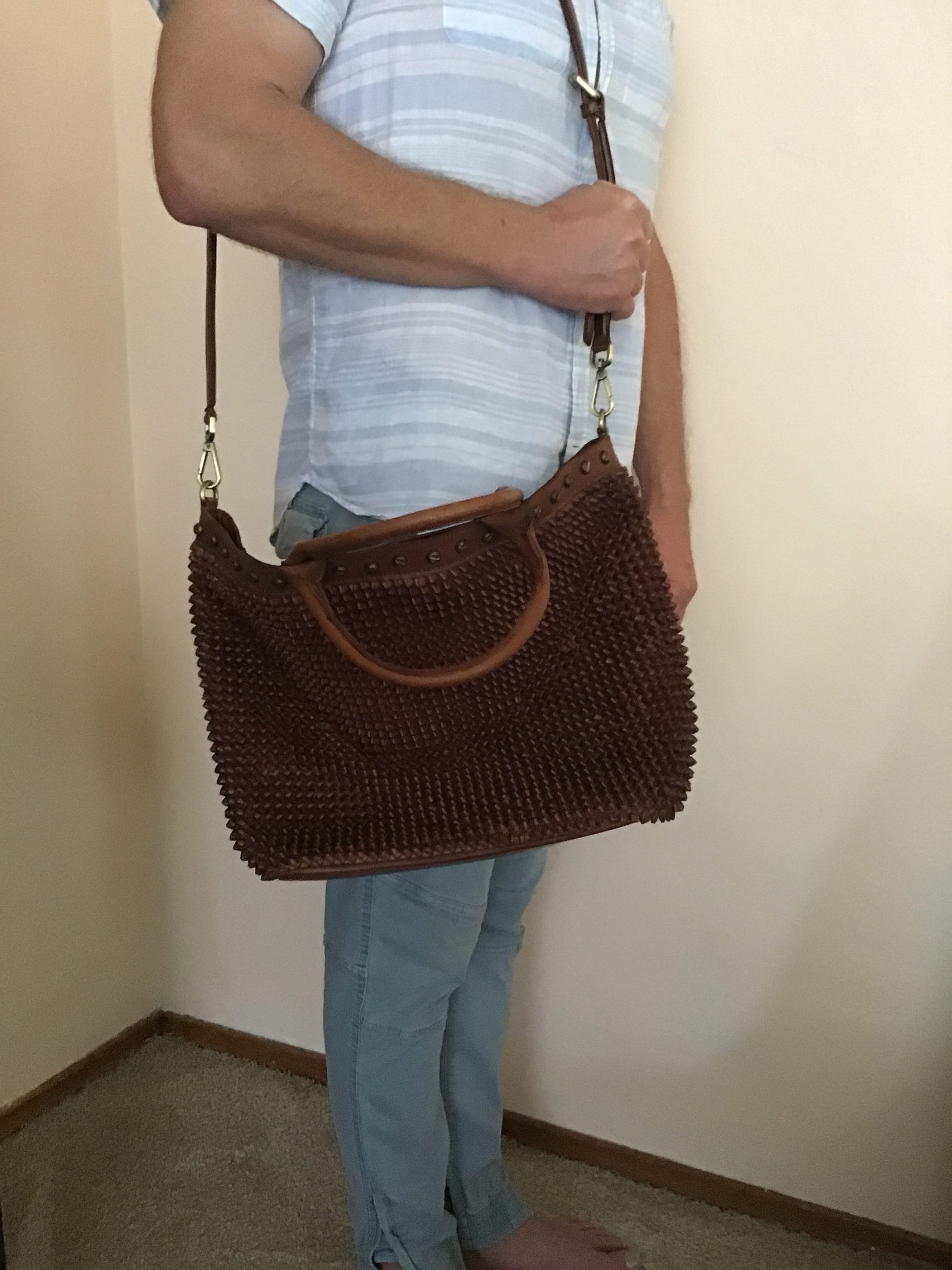 Extra Large Vintage Leather Bag - Etsy