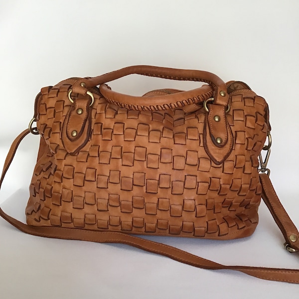 Woven Leather Bag - Etsy