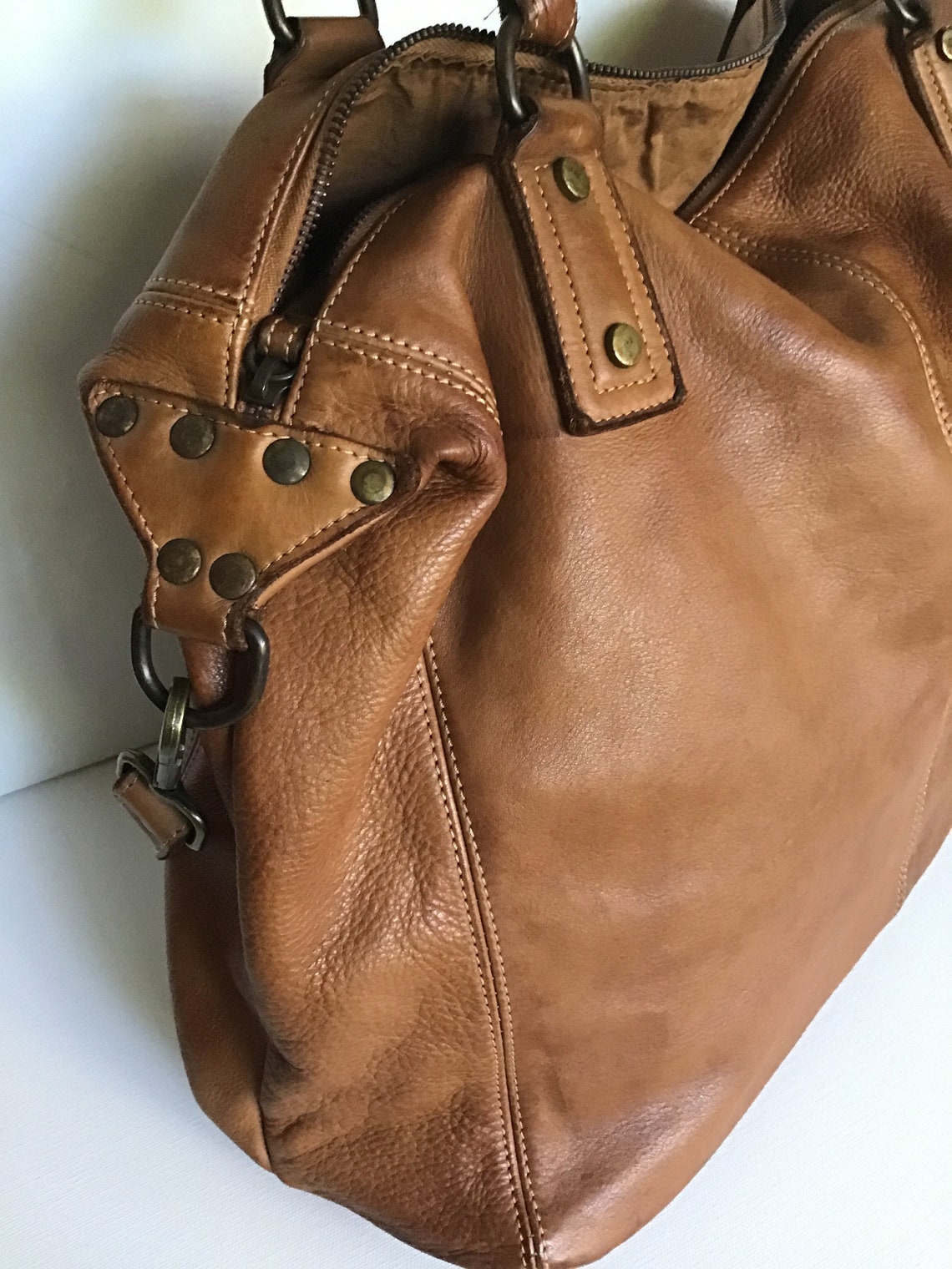 Extra Large Vintage Leather Bag - Etsy