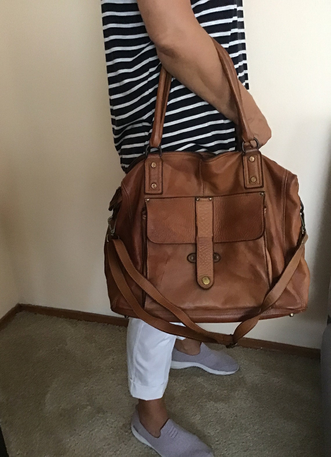 Extra Large Vintage Leather Bag - Etsy