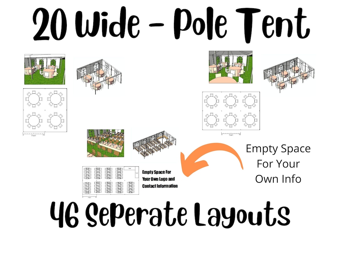 20' Wide Pole Tent Diagrams 46 Unique Layouts - Etsy