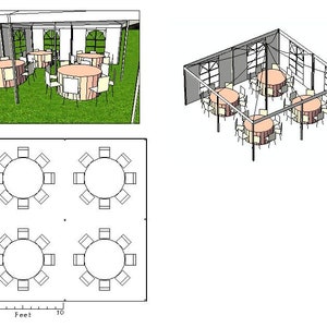 20' Wide Pole Tent Diagrams 46 Unique Layouts - Etsy