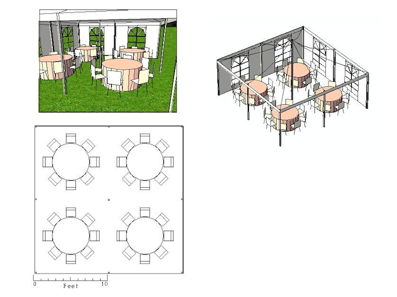 20' Wide Pole Tent Diagrams 46 Unique Layouts - Etsy