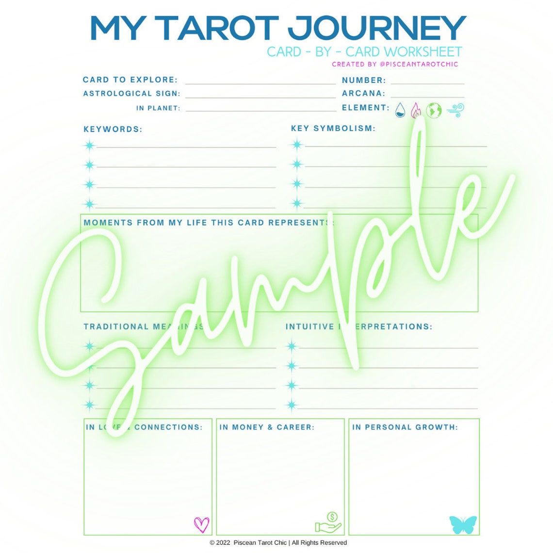 Printable Tarot Worksheet / Journal Page , 8x10 Printable Template ...