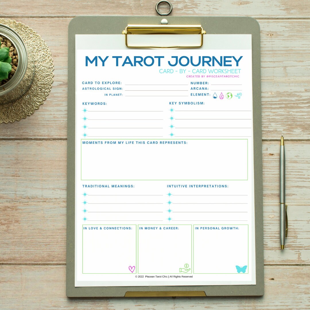 Printable Tarot Worksheet / Journal Page , 8x10 Printable Template ...