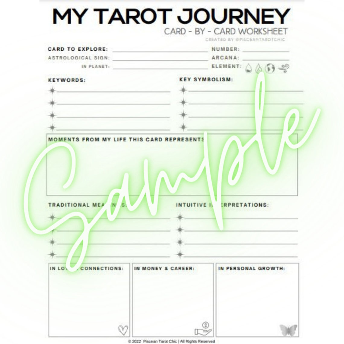 Printable Tarot Worksheet / Journal Page , 8x10 Printable Template ...