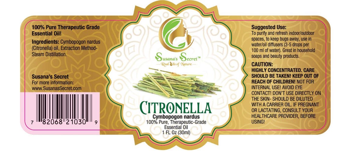 CITRONELLA Essential Oil- 100% PURE, Therapeutic-grade, 1 FL Oz/30 Ml ...