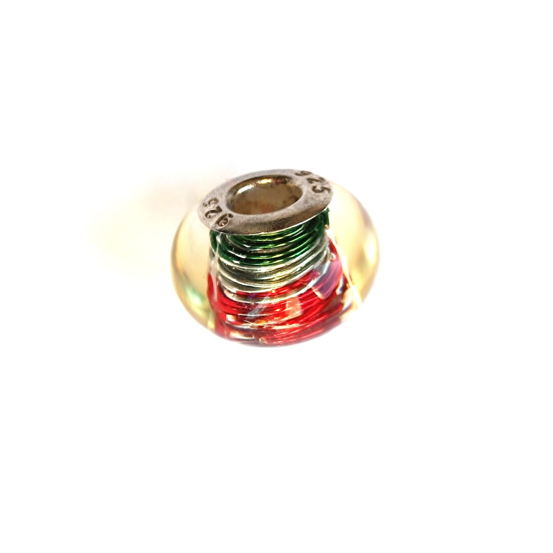 Italy Bead, Pandora Style Charm Bead Italian Flag, Green-white-red ...