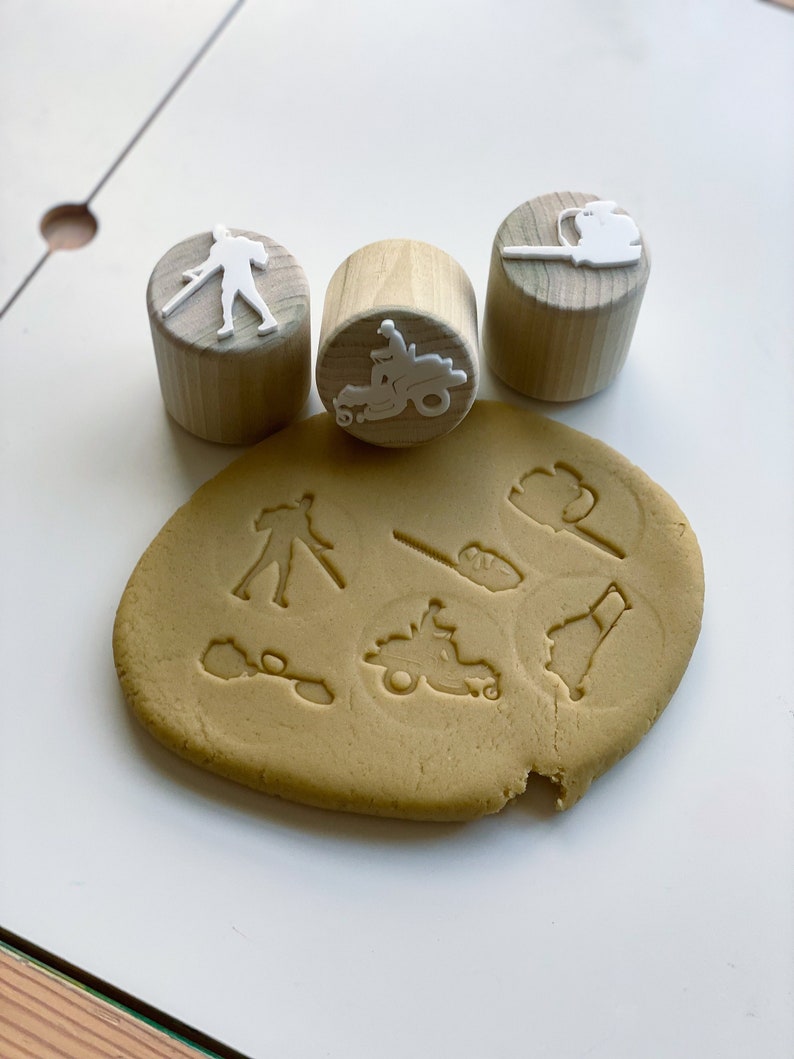 Lawn Tool Playdough Stamps Wood Playdoh Stamp Lawn Tractor - Etsy