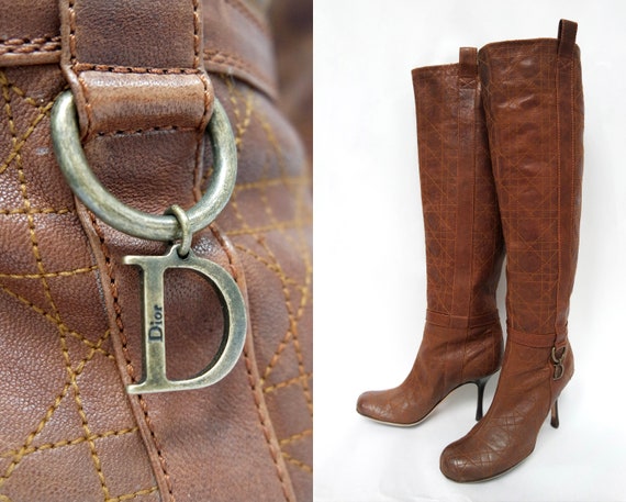 Christian Dior Vintage Cannage Pattern Leather Lace-u… - Gem