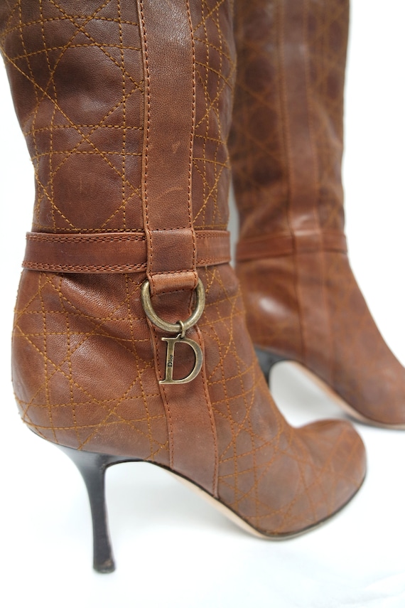 Christian Dior Vintage Cannage Pattern Leather Lace-u… - Gem