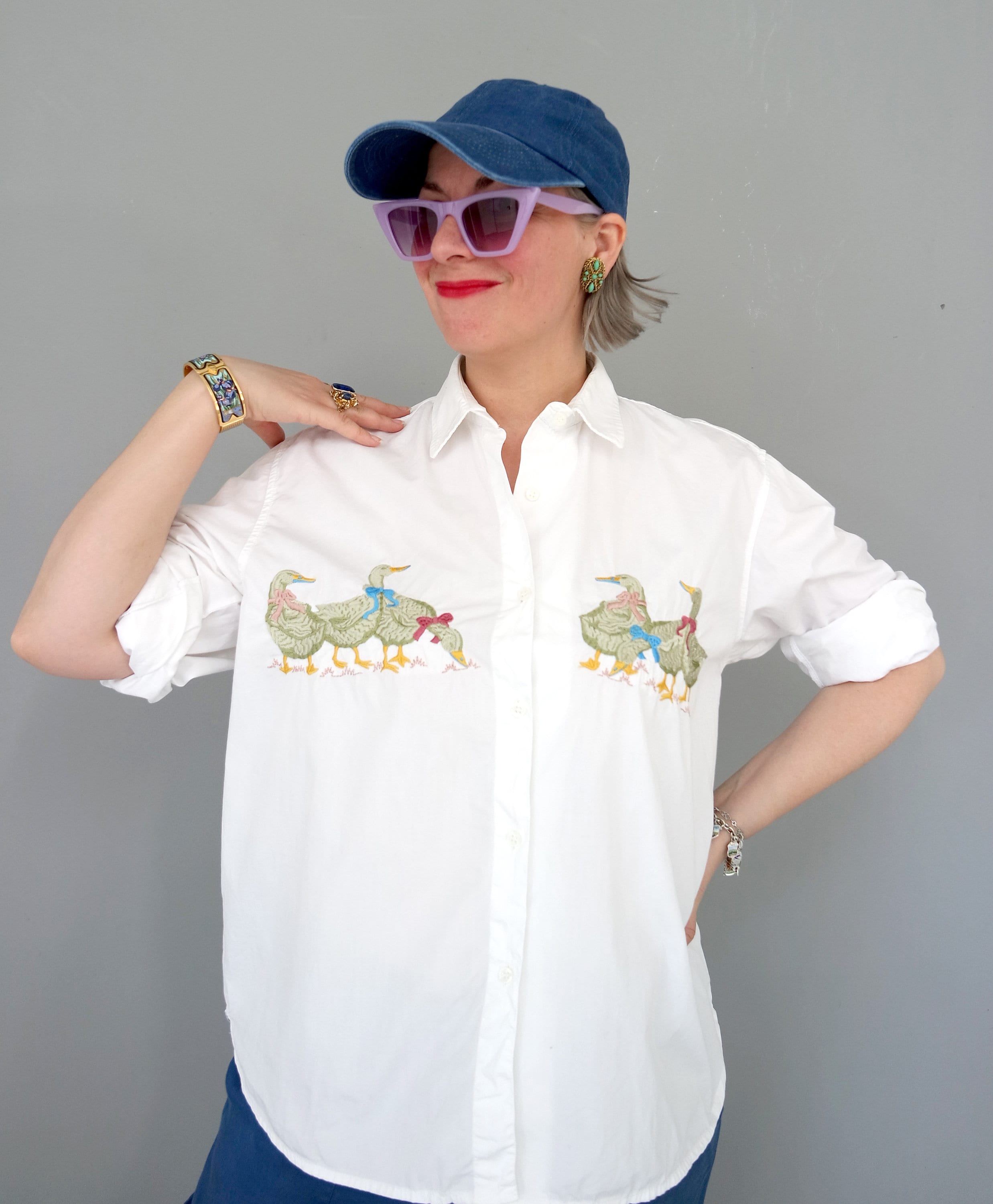 Vintage Goose / Duck Embroidered Cotton Folk Romantic Italian Blouse - Etsy