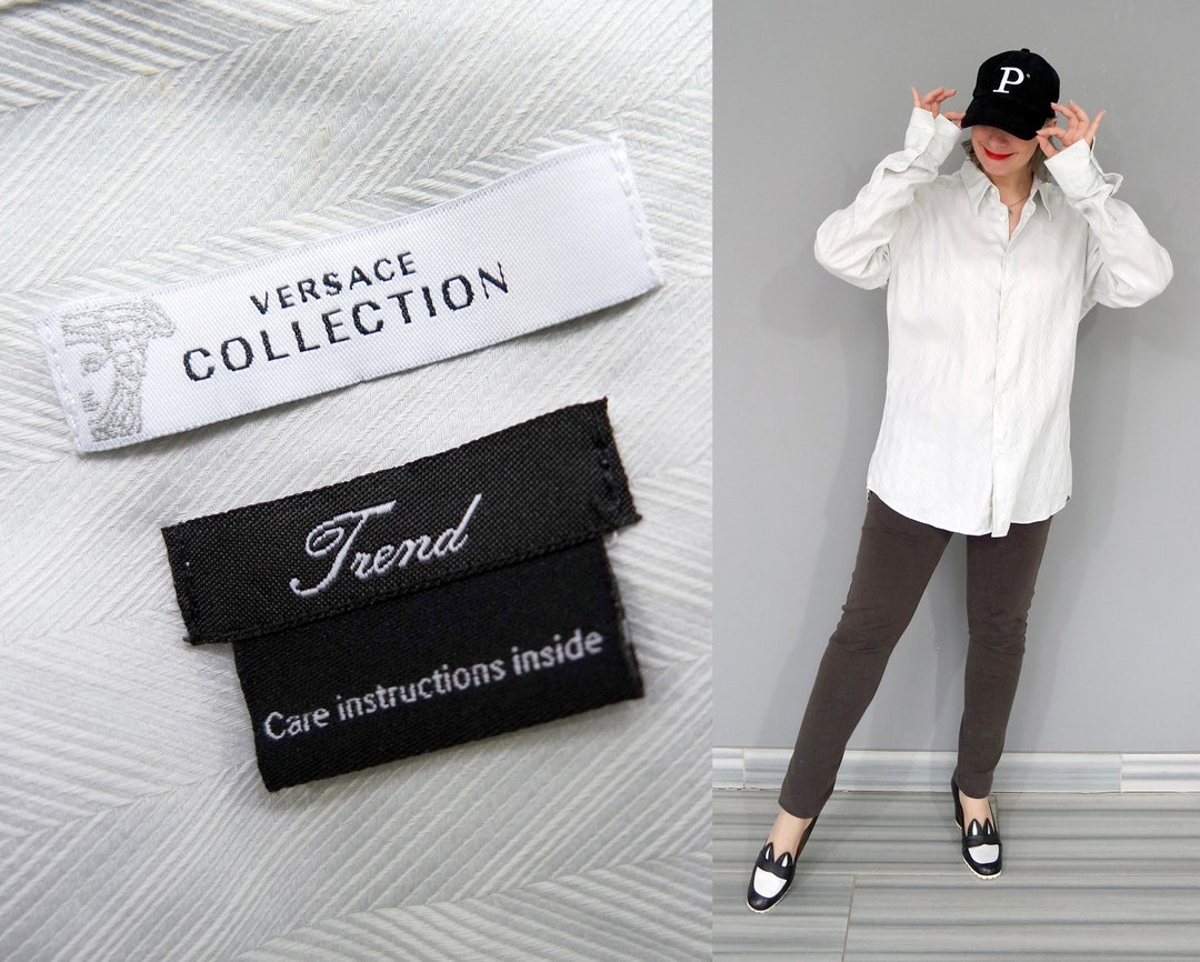 Vintage Versace Collection Ice White Designer Jacquard Cotton Unisex ...
