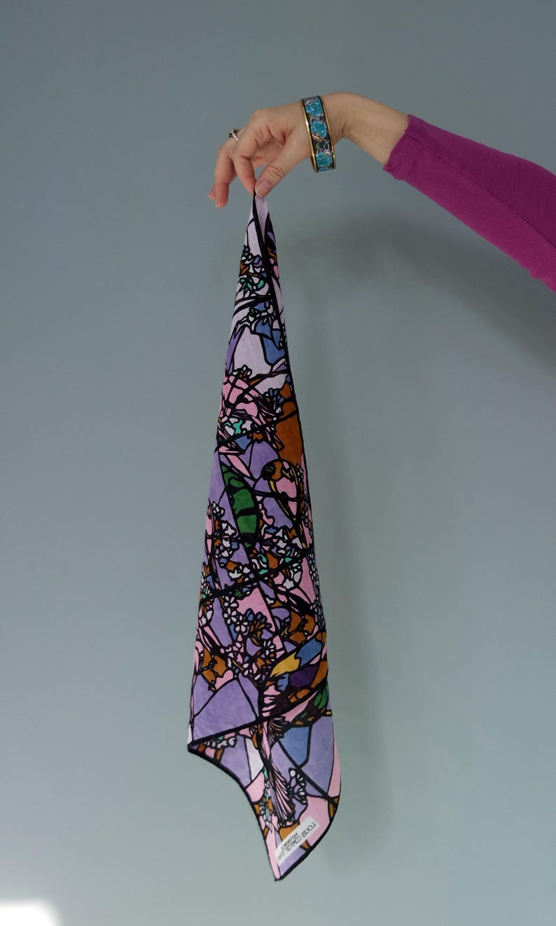 Masterworks of Louis Tiffany Vintage Silk Cotton Scarf | Glass Painting ...