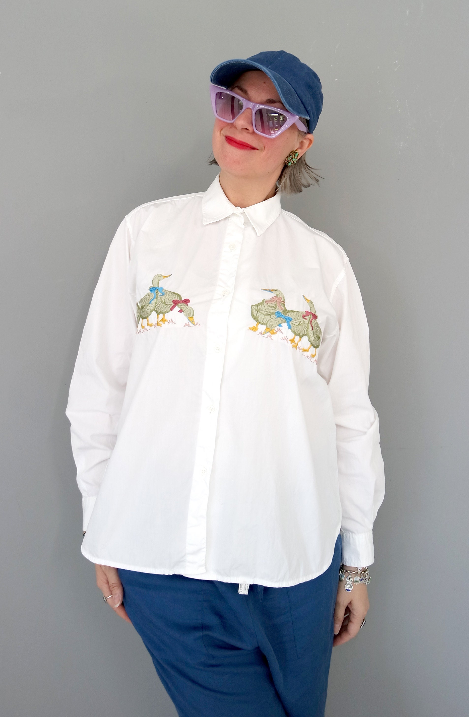 Vintage Goose / Duck Embroidered Cotton Folk Romantic Italian Blouse - Etsy