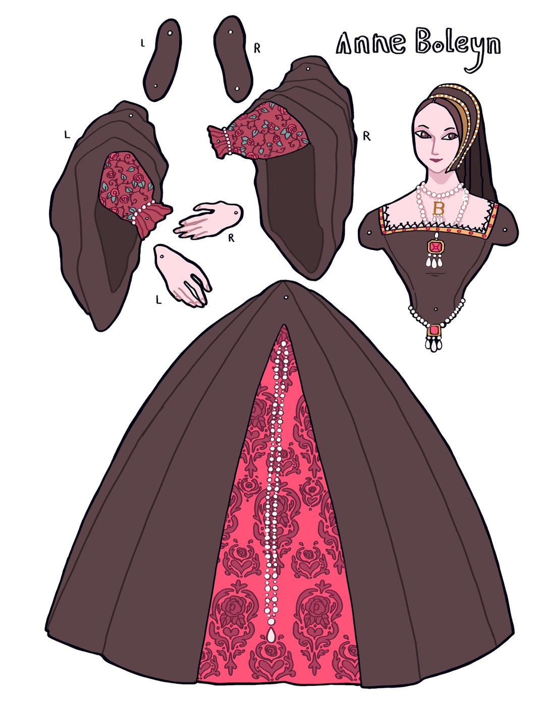 Anne Boylen Paper Puppet - Printable Download - Etsy