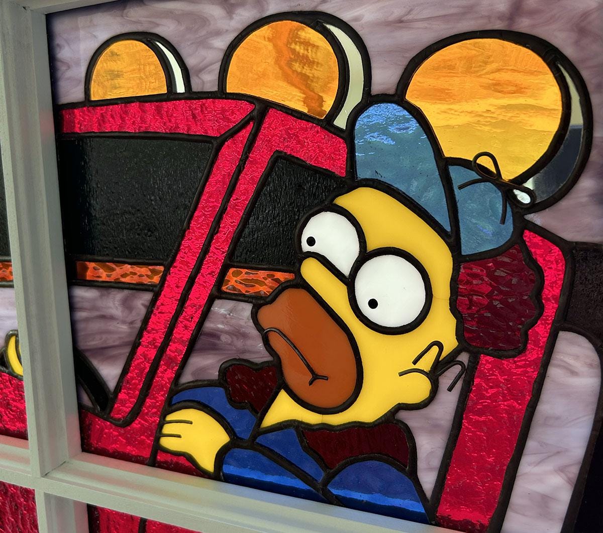 The Simpsons Homer Mr. Plow Stained Glass 4 Panel Window - Etsy