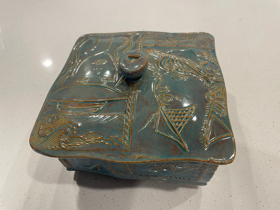 Jewelry or Trinket Box - Hand Built Pottery-7” Square - Etsy