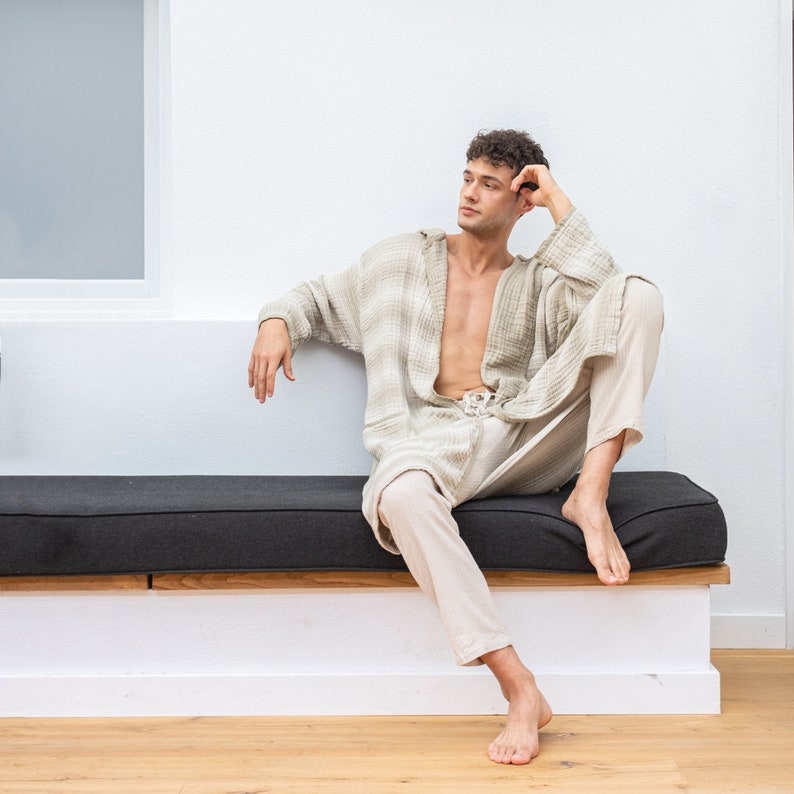 Muslin Cotton Bathrobe, Robes, Gown, 4 Layer Muslin, Crepe and Soft ...