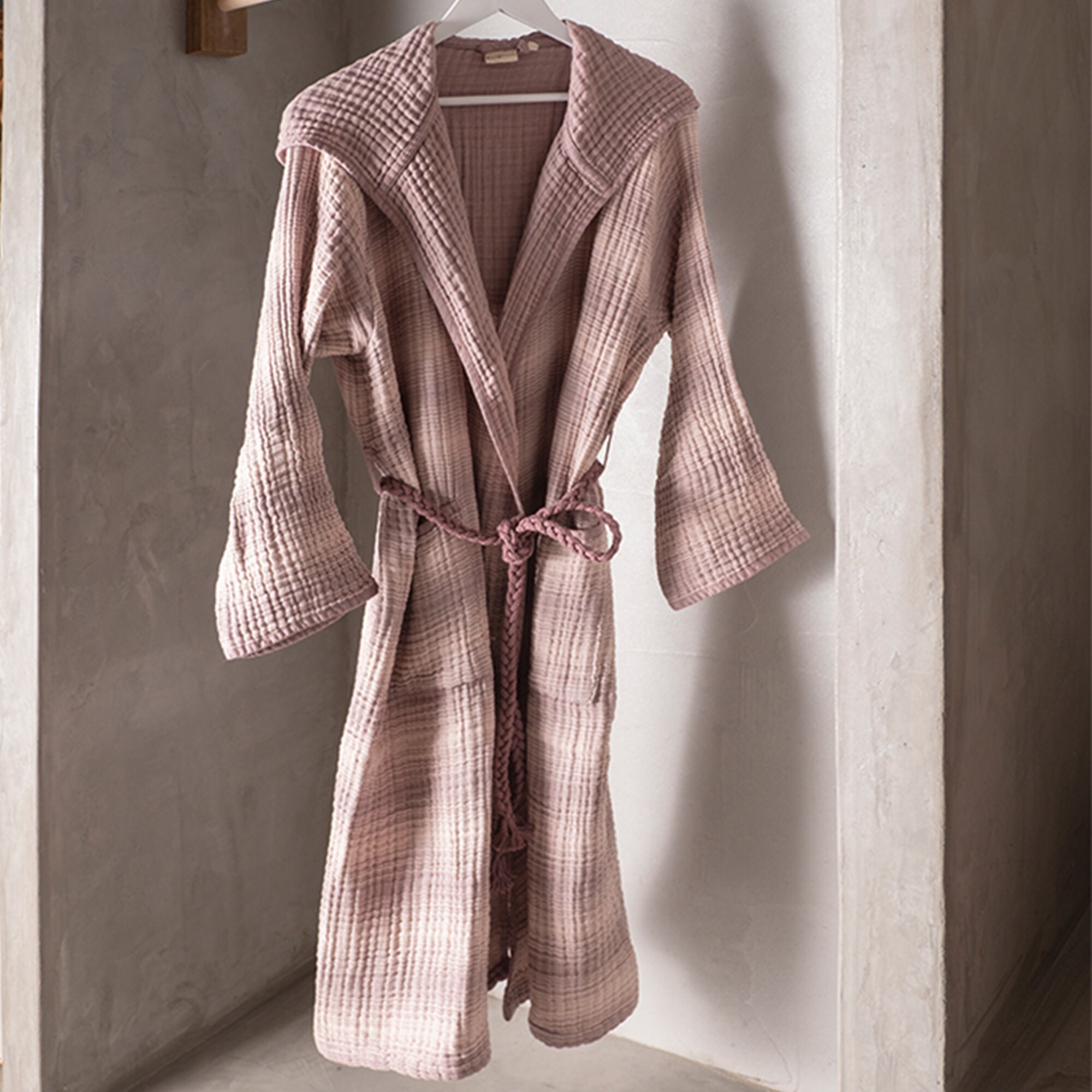 Muslin Cotton Bathrobe, Robes, Gown, 4 Layer Muslin, Crepe and Soft ...