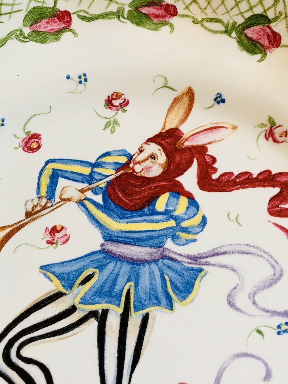 Vintage Pamela Silin-palmer Dancing Bunny Rabbit Bowl Dish Scalloped ...