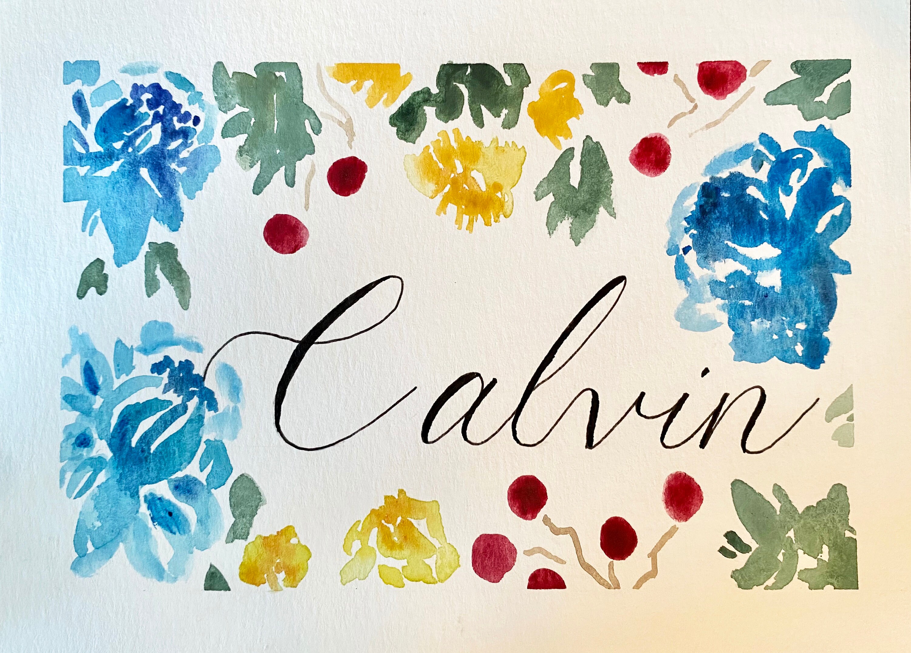 Hand Painted Watercolor Floral Name Illustration great Gift Wedding ...