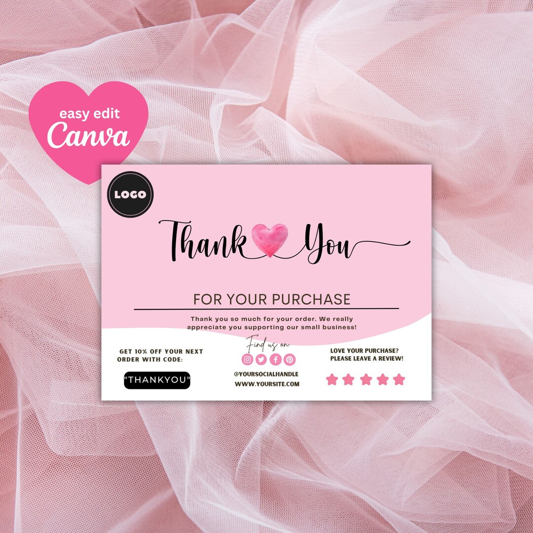 Thank You for Your Order Card Template | Thank You Card Template ...