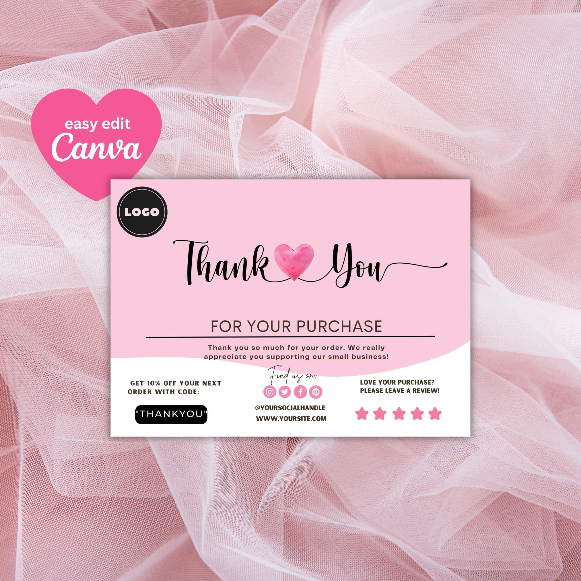 Thank You for Your Order Card Template | Thank You Card Template ...