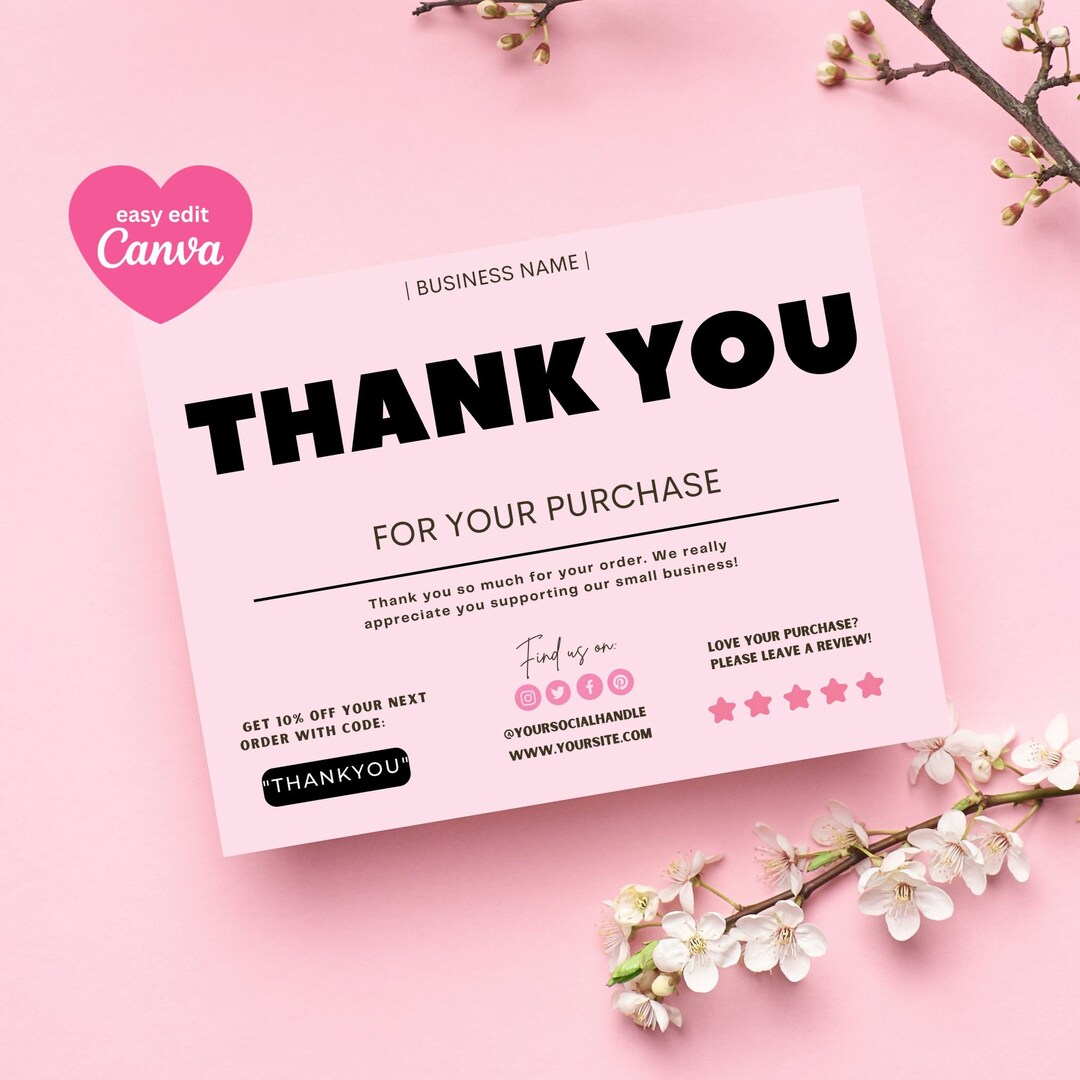 SIMPLE MODERN Thank You for Your Order Card Template | Thank You Card ...