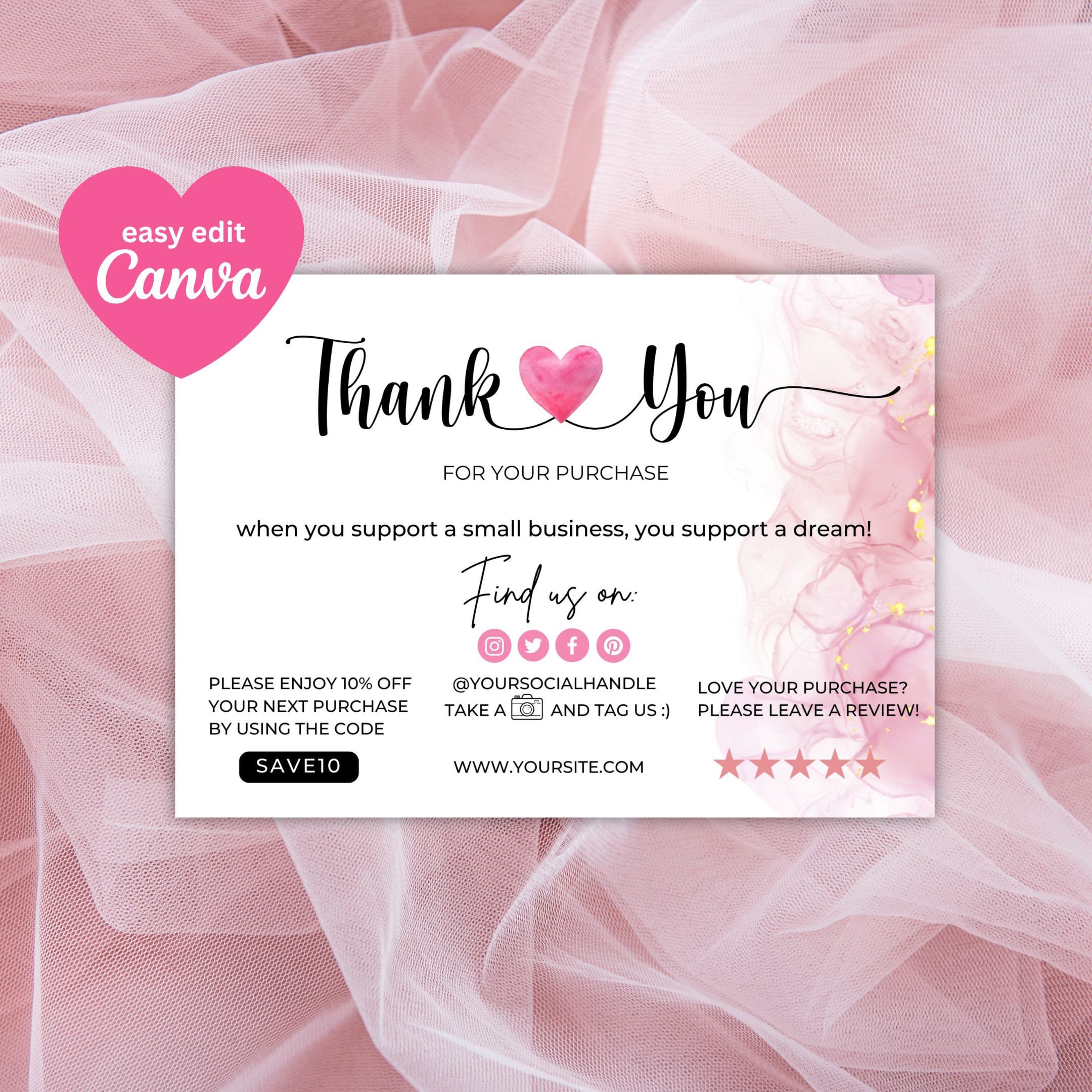 Personalized Thank You Card for Small Business: Cute Watercolor ...