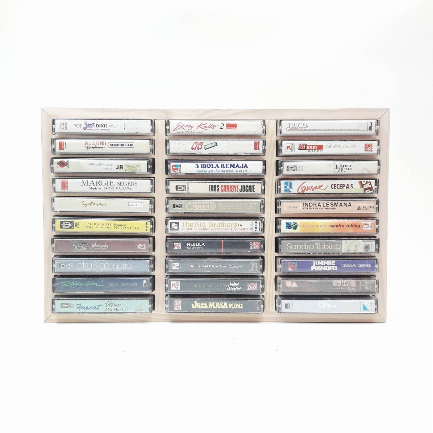 SOLASIDOS - Wooden Cassette Rack / Cassettes Display / Tape Shelf ...