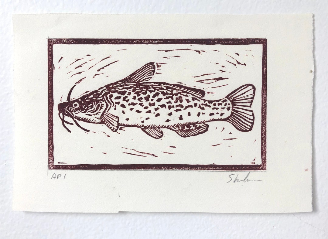 Catfish Linoleum Print - Etsy