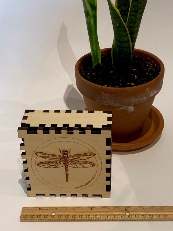 Dragonfly Box Laser Engraved and Cut Dovetail Box | Etsy