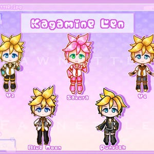 Vocaloid Chibi Miku, Rin, and Len Stickers [cute Kawaii Anime Laminated ...