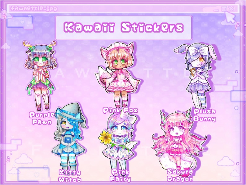 Kawaii Chibi Monster Girl Stickers [cute Kawaii Anime Girl Laminated ...