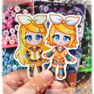 Vocaloid Rin and Len Holographic and Vinyl Stickers weatherproof Die ...