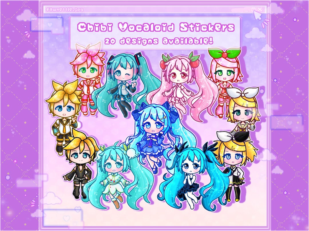 Vocaloid Chibi Miku, Rin, and Len Stickers [cute Kawaii Anime Laminated ...