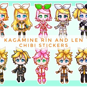 Vocaloid Rin and Len Holographic and Vinyl Stickers weatherproof Die ...