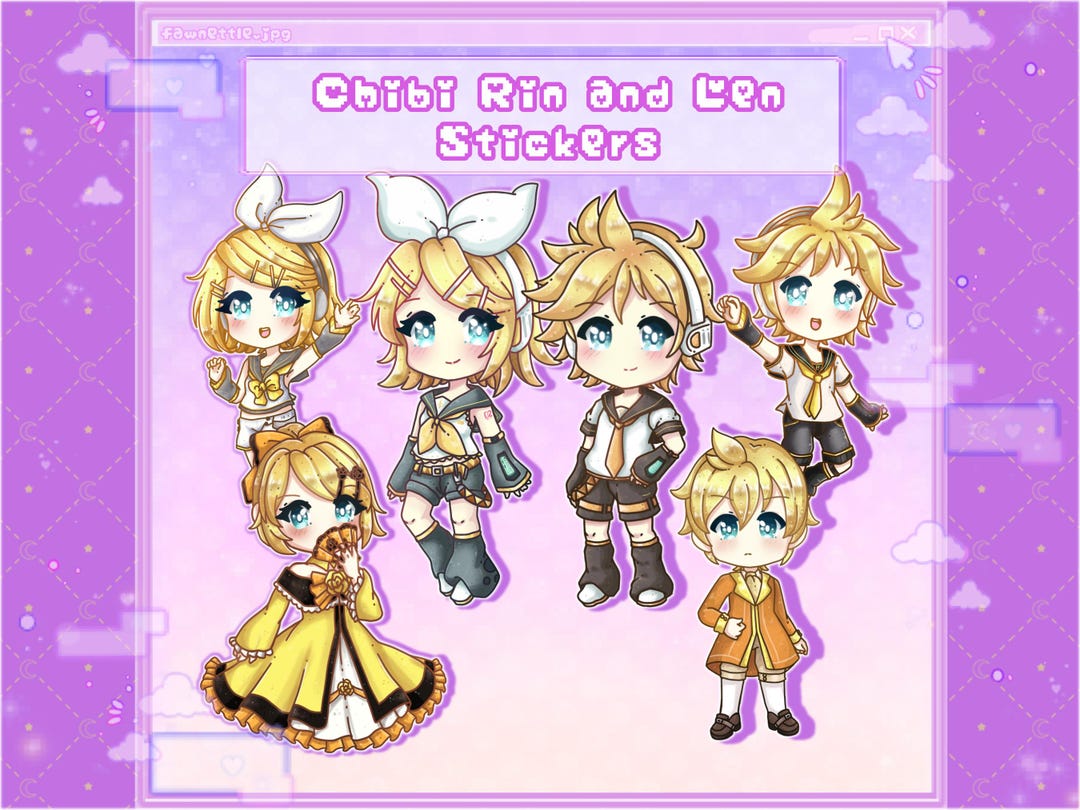 Vocaloid Kagamine Rin and Kagamine Len Stickers [cute Kawaii Anime Girl ...
