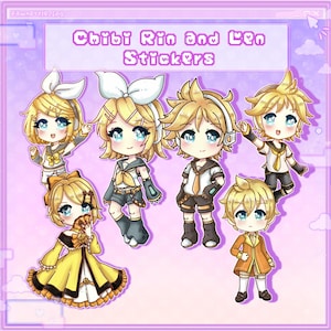 Vocaloid Kagamine Rin and Kagamine Len Stickers [cute Kawaii Anime Girl ...